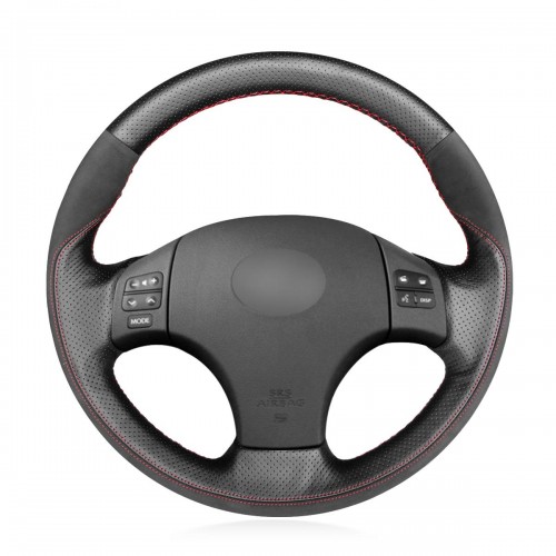 Loncky Auto Custom Fit OEM Black Genuine Leather Black Suede Steering Wheel Covers for Lexus is IS250 IS250C IS300 IS300C IS350 IS350C F Sport 2005 2011 Accessories